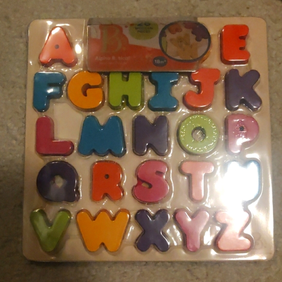 B.toys | Toys | B Toys Wooden Alphabet Puzzle Hidden Pictures 26 Chunky ...